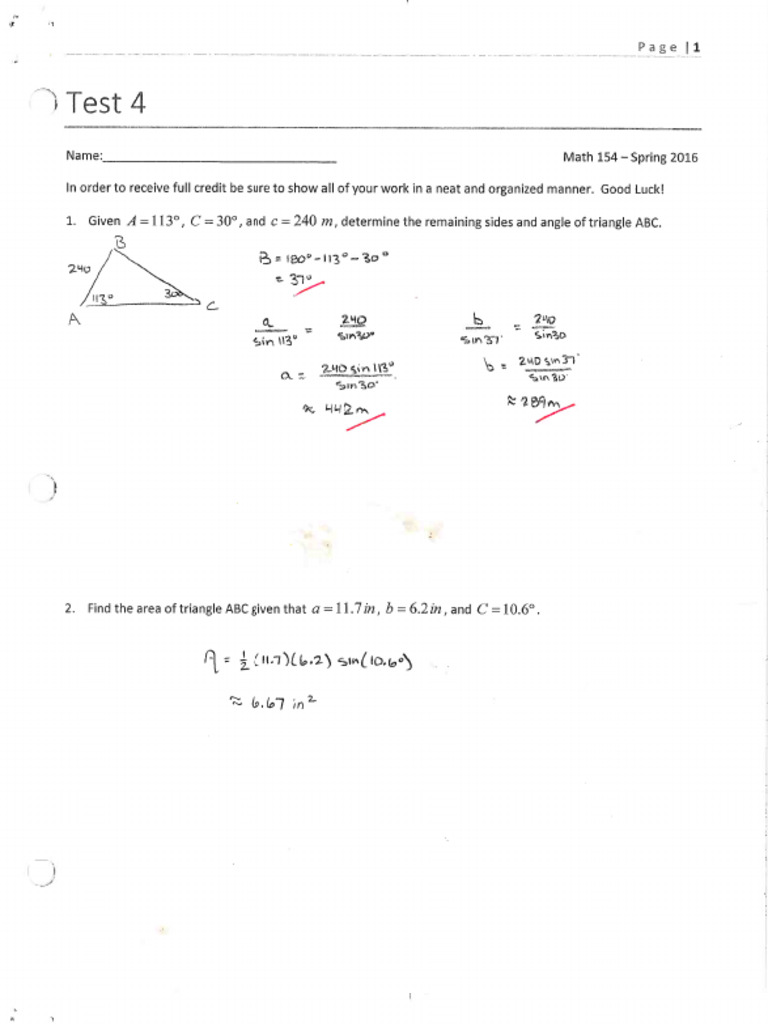 Practice Test 4 - Spring - Key | PDF