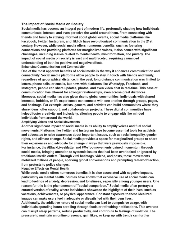 The Impact of Social Media On Society | PDF | Social Media | Popular ...
