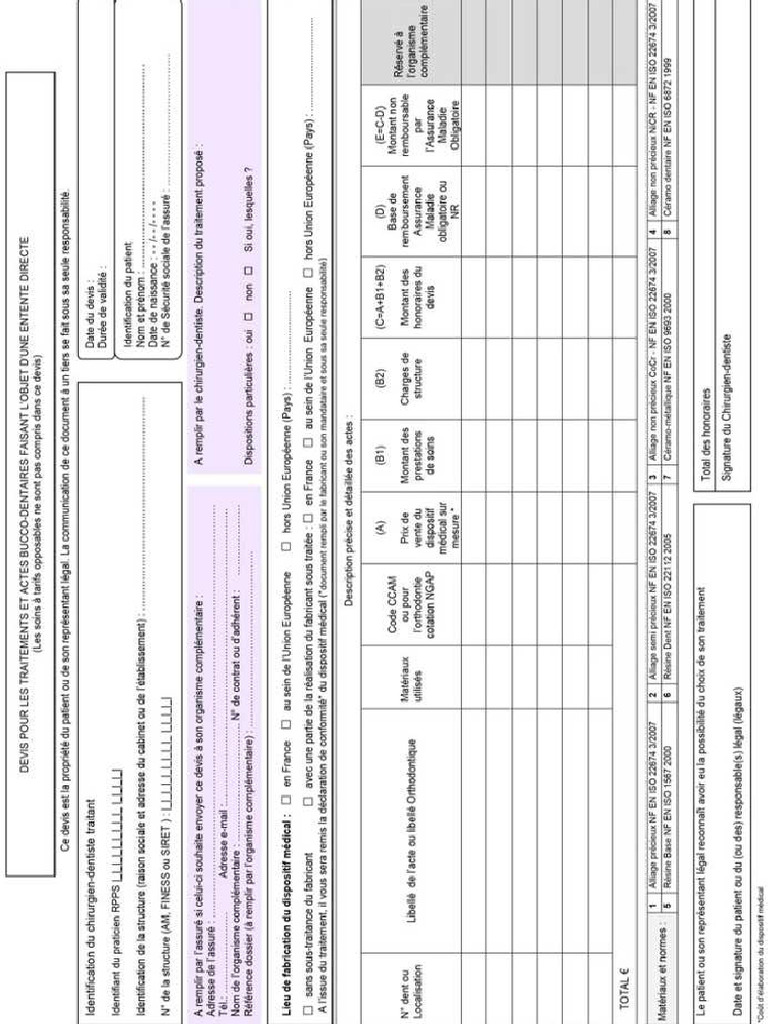 Devis PDF Dentaire Vierge | PDF