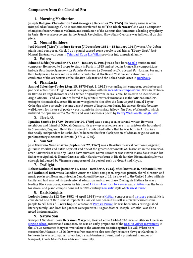 Composers From The Classical Era | PDF | Erik Satie | Frédéric Chopin