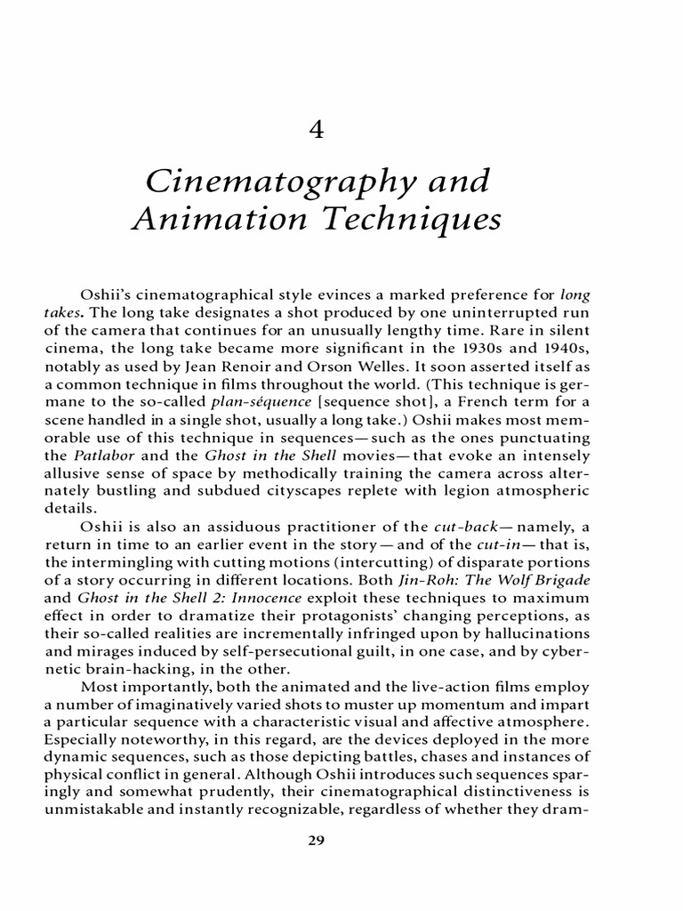 Cinemato Graphy and Animation Techniques | PDF