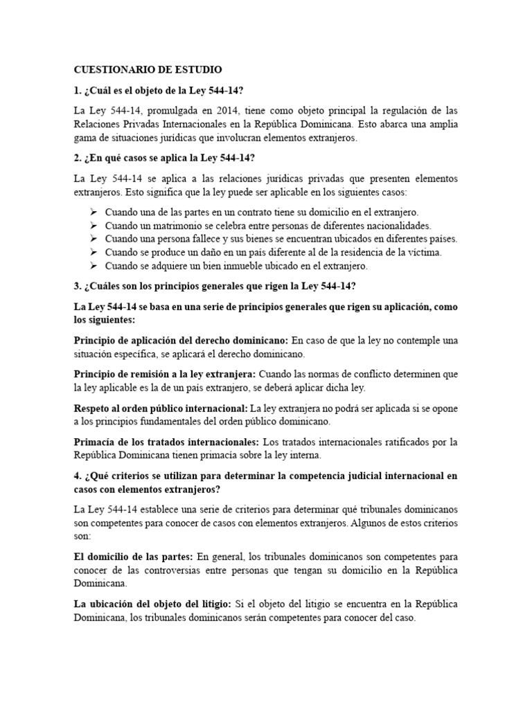 Cuestionario de Estudio | PDF