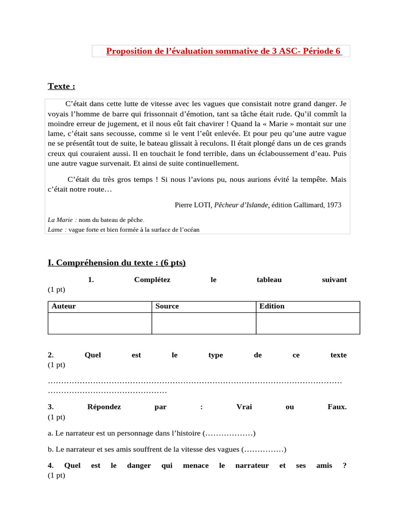 Proposition D'une Evaluation Sommative | PDF