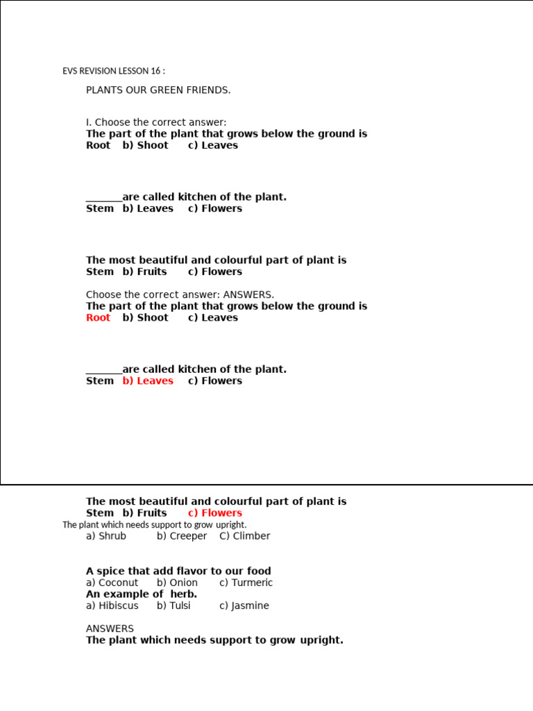 Evs Revision Lesson 16 | PDF