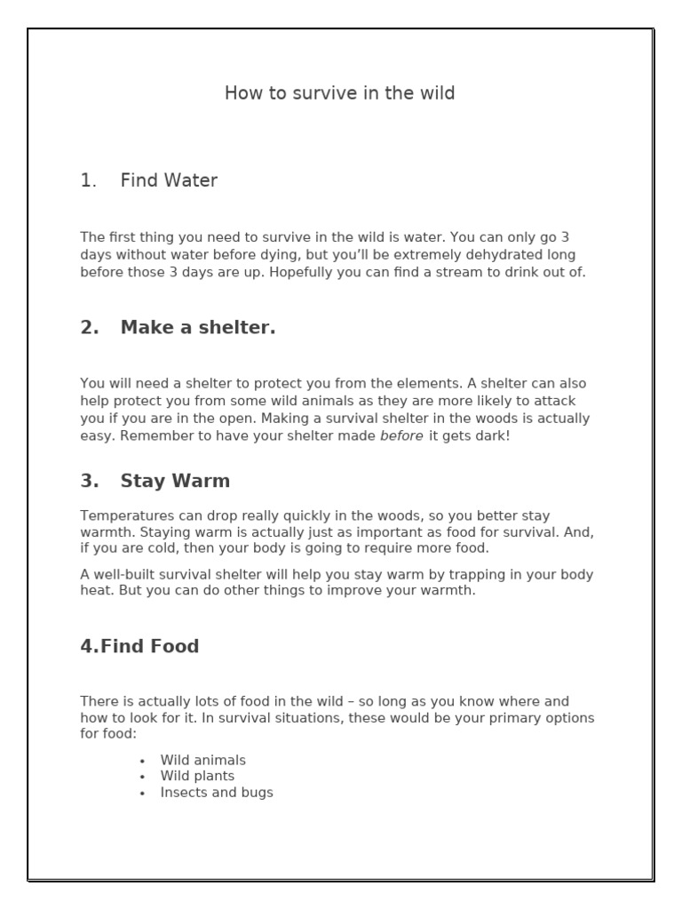 How To Survive in The Wild | PDF