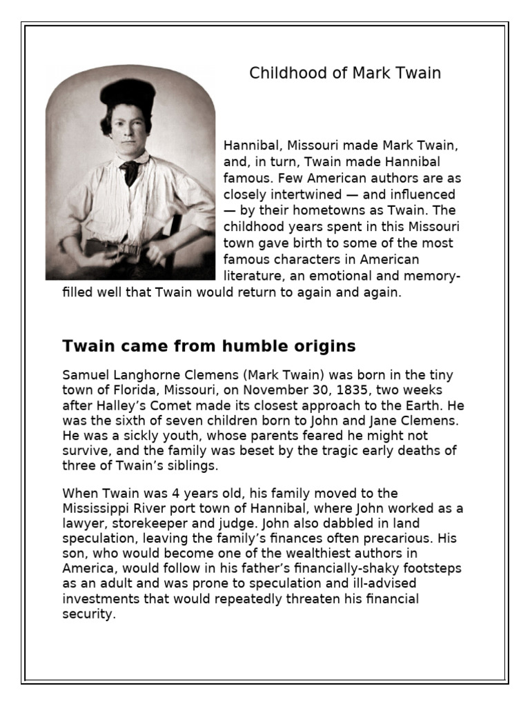 Childhood of Mark Twain | PDF