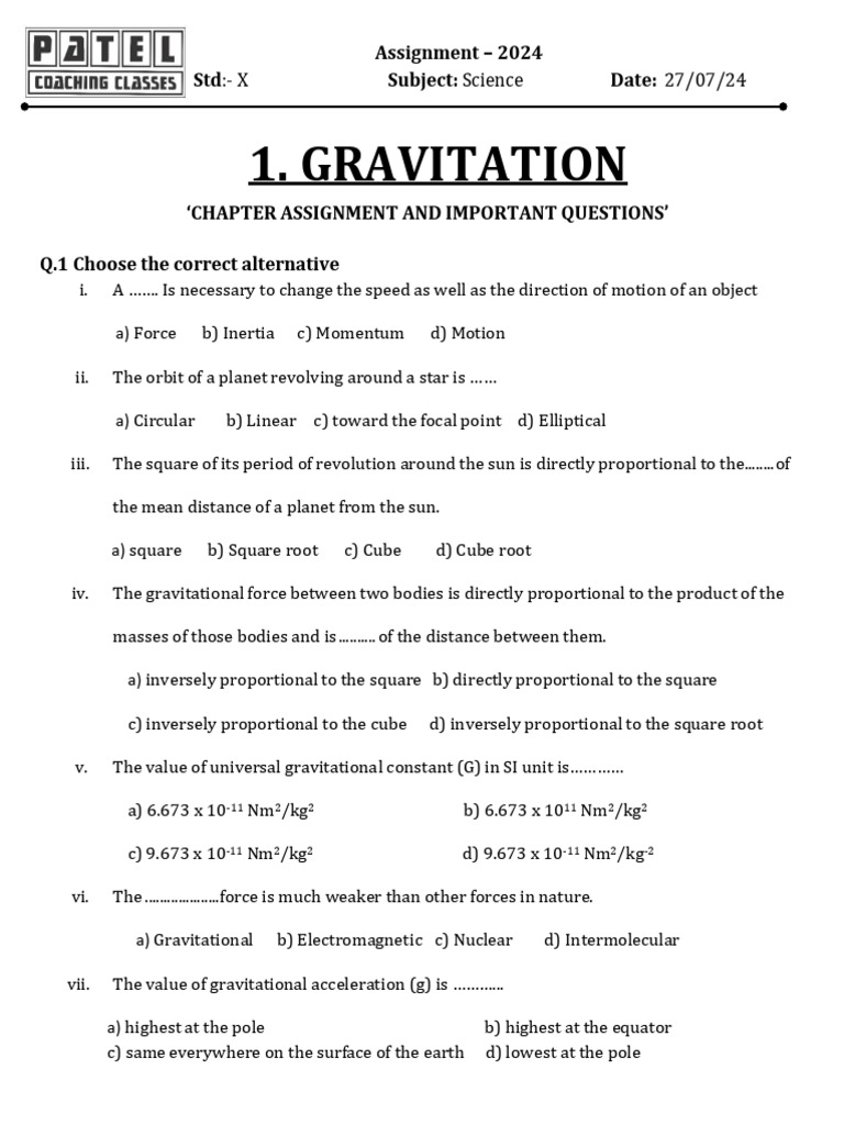 Gravitation 1 | PDF