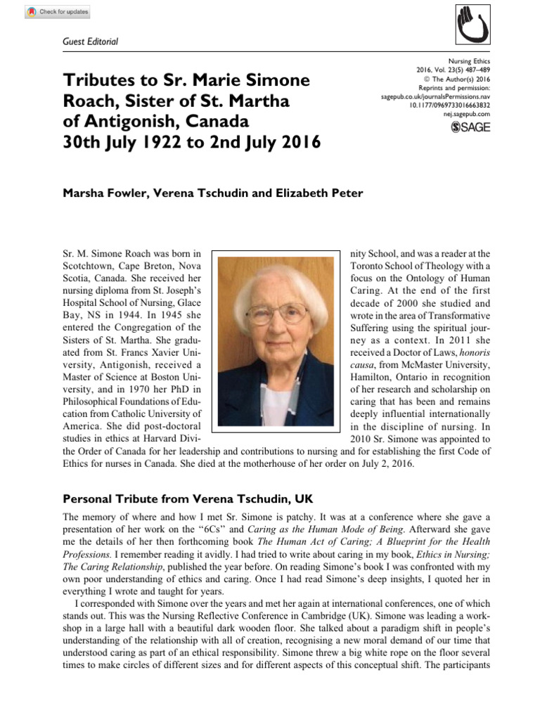 Fowler Et Al 2016 Tributes To SR Marie Simone Roach Sister of ST Martha ...