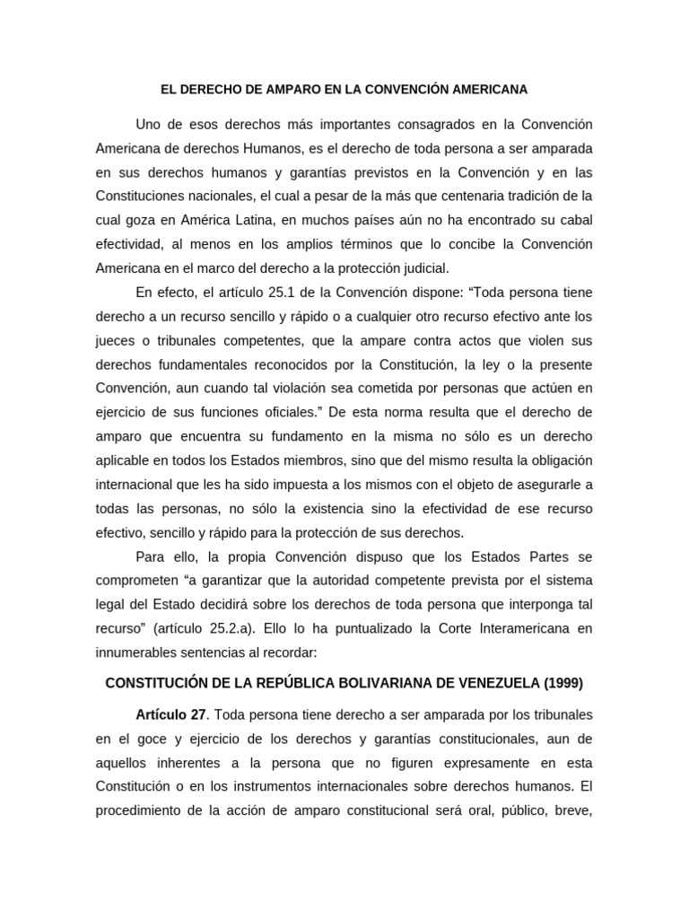 Bases Legales Del Amparo Constitucional | PDF | Derecho Constitucional ...