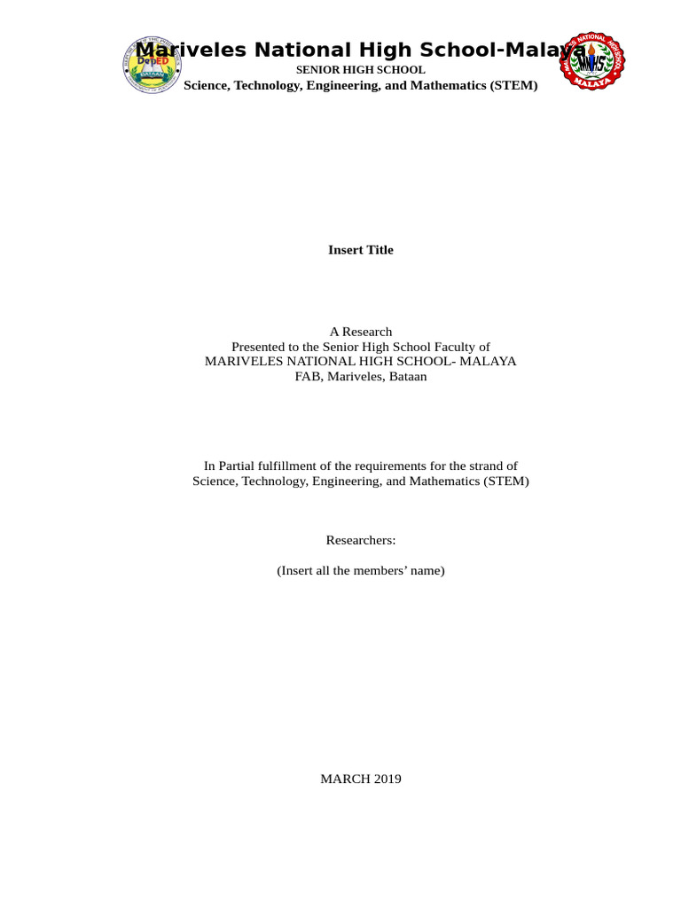 FORMAT of PR2 PAPER Title and Table of Contents | PDF