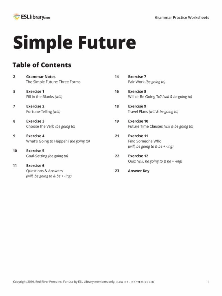 Simple Future - Ellii Formerly ESL Library | PDF