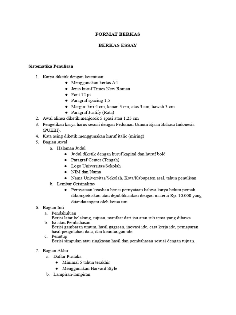 Format Penulisan Essay | PDF