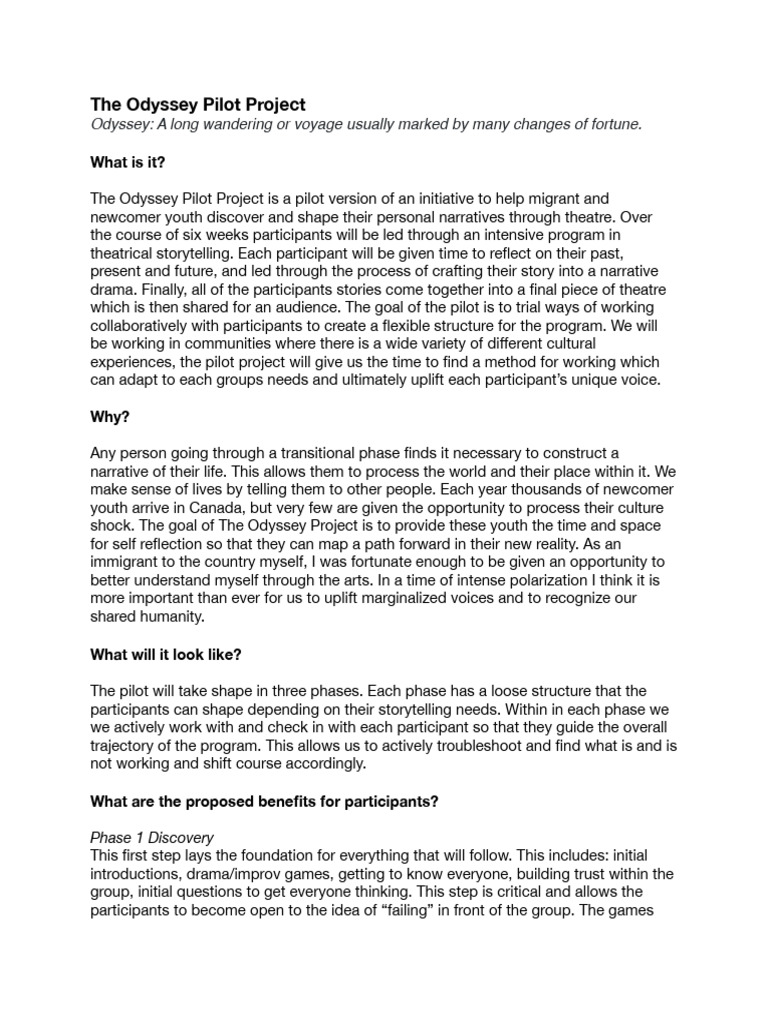 The Odyssey Pilot Project | PDF