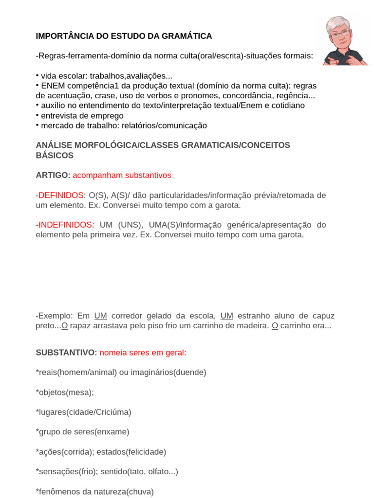 2024 Satcx Powerpoint Classes Gramaticais Conceitos Básicos Análise Morfológica | PDF