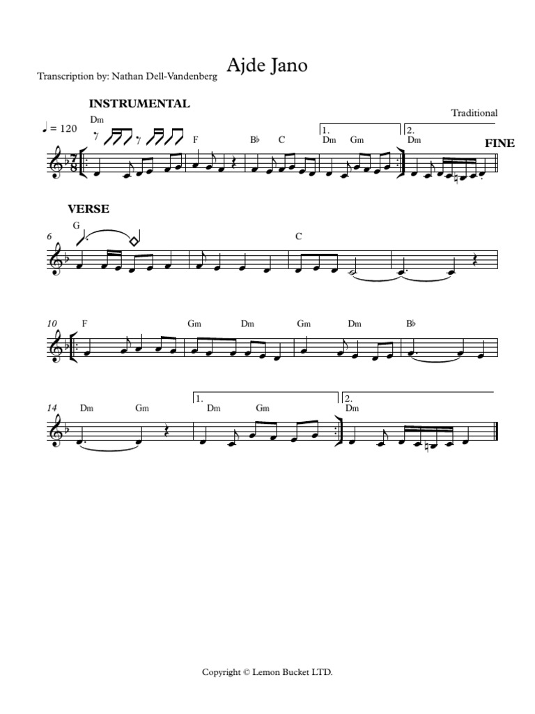 Ajde Jano - Lead Sheet - Full Score | PDF