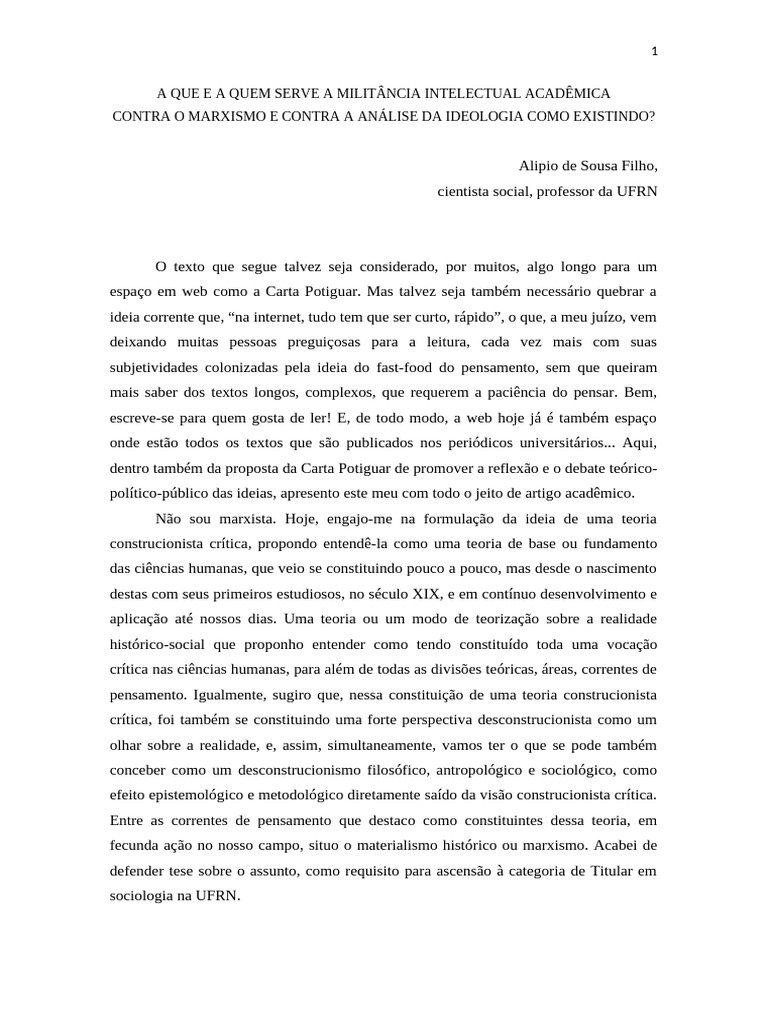 A Que e A Quem Serve o Anti-Marxismo | PDF