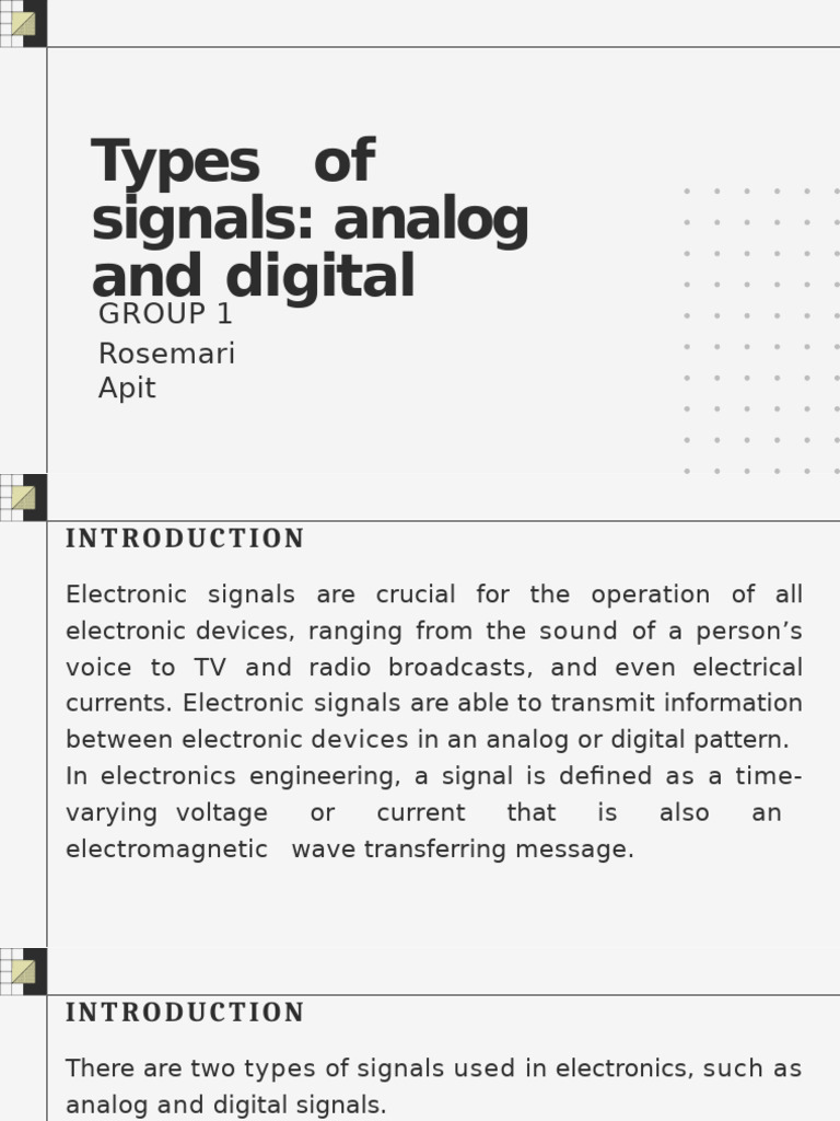 Types of Signals Analog and Digital | PDF
