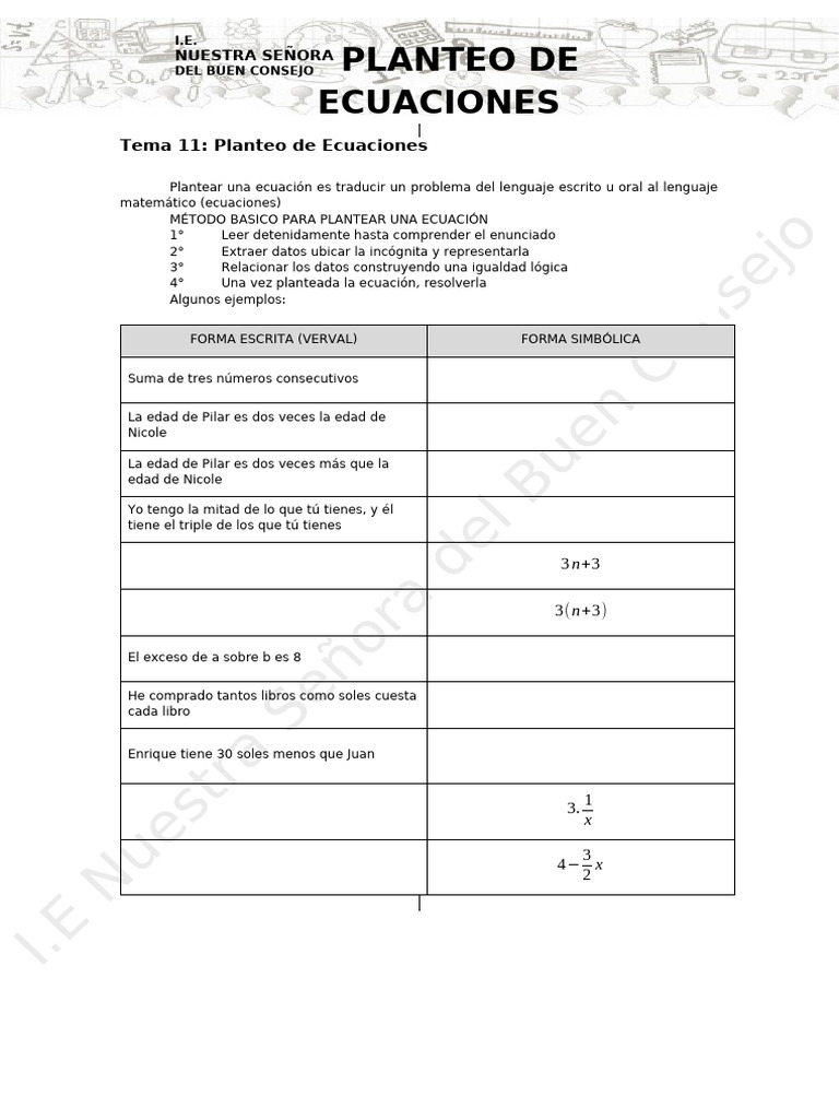 F.11 RM 3ro Sec Planteo de Ecuaciones | PDF