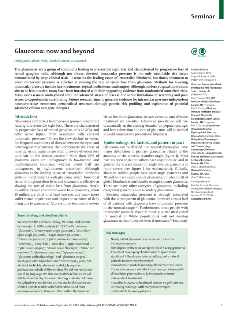 Hari Jayaram Glaucoma Now and Beyond 2023 | PDF