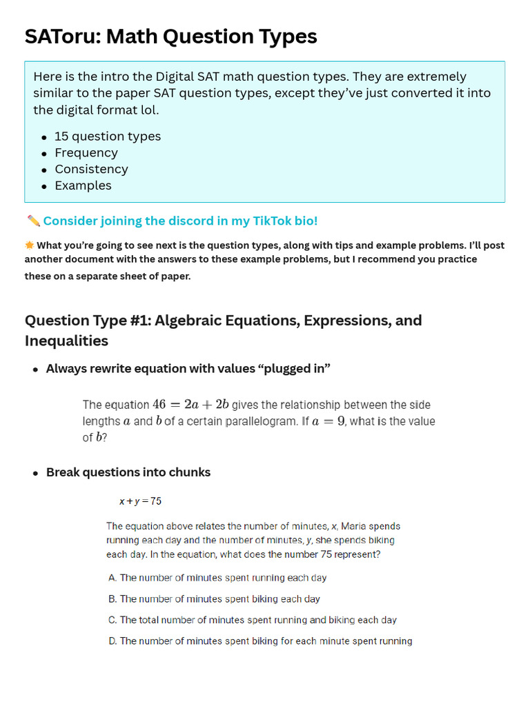 SAToru Math Question Type 1 | PDF | Equations | Square Root