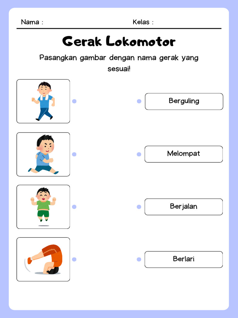 Gerak Dasar Lokomotor Lembar Kerja PJOK Biru Sederhana Ilustratif | PDF