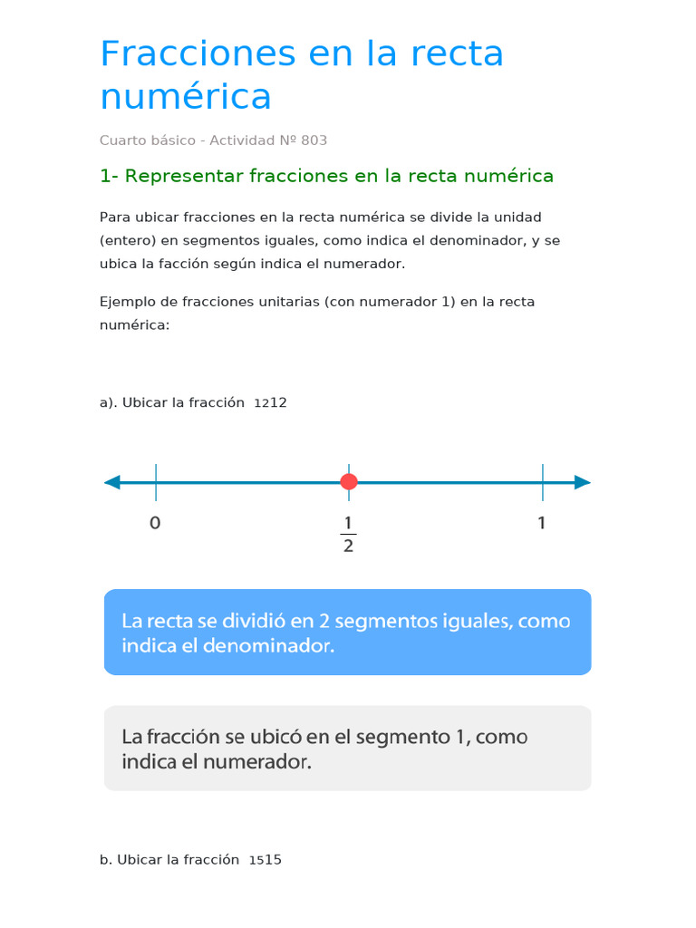 Fracciones en La Recta Numérica | PDF