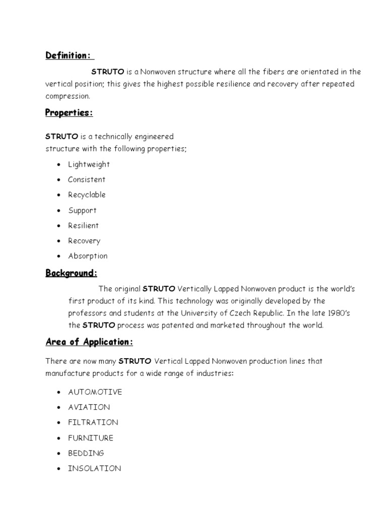 Struto Product | PDF | Nonwoven Fabric | Wool