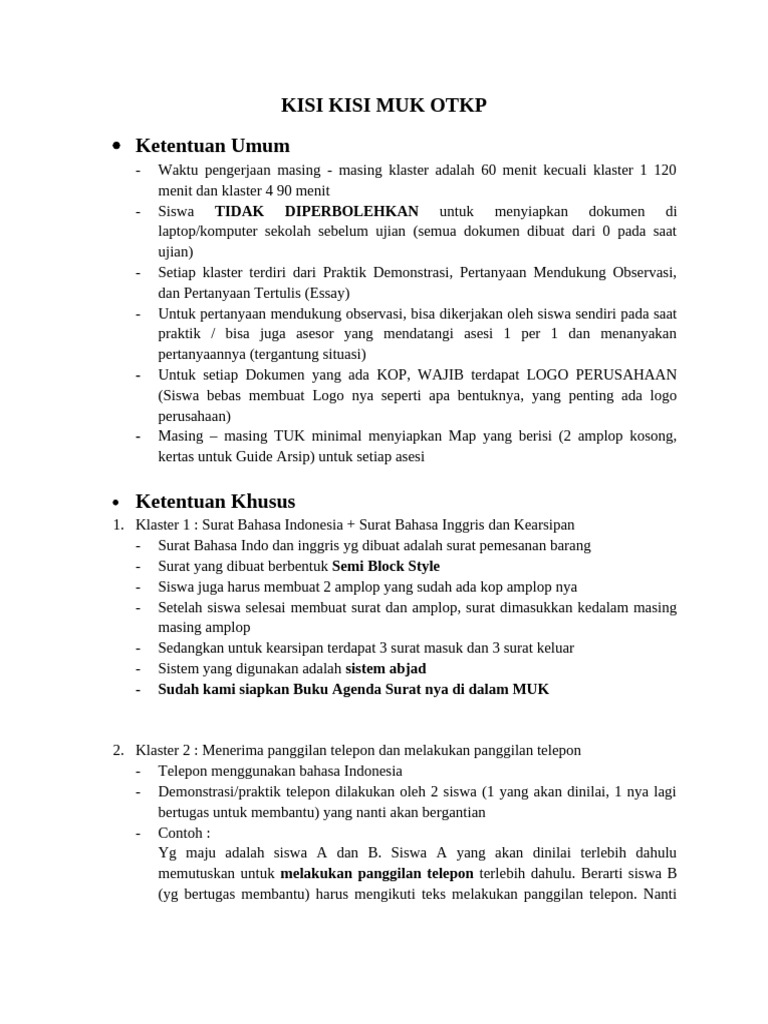 Kisi Kisi Muk Otkp | PDF