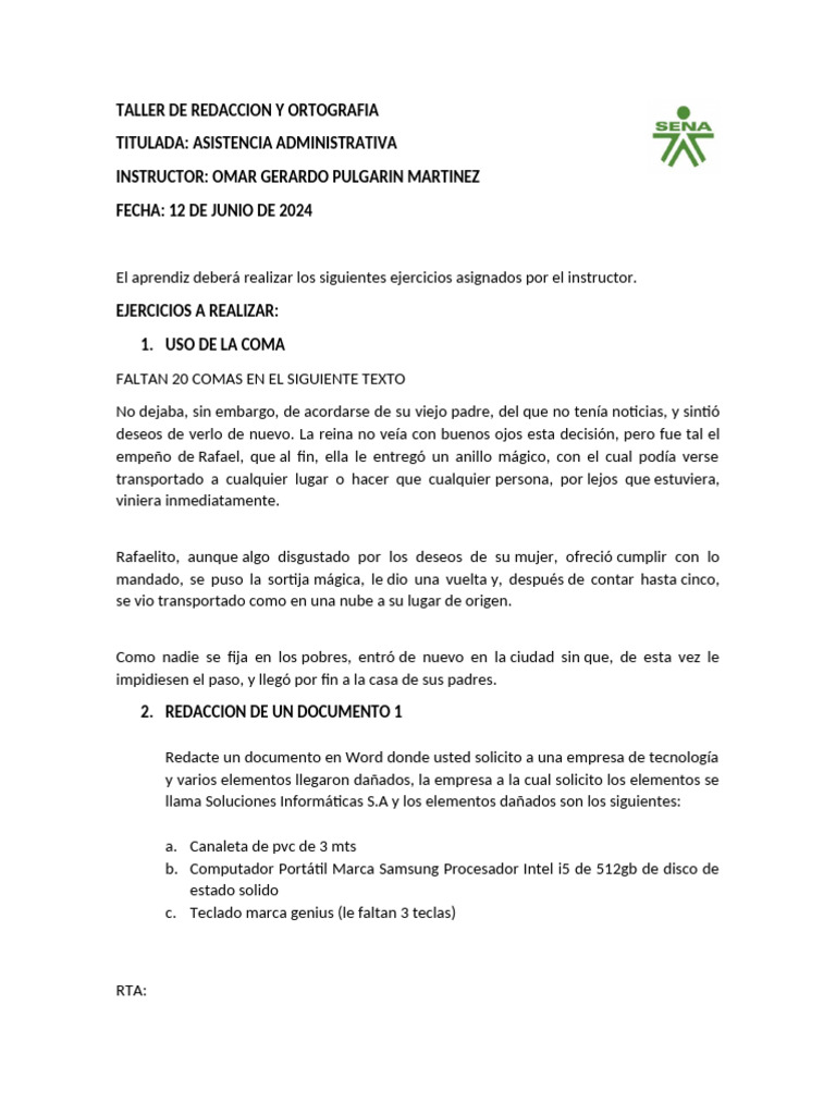 TALLER DE REDACCION Y ORTOGRAFIA Karina Caballero | PDF