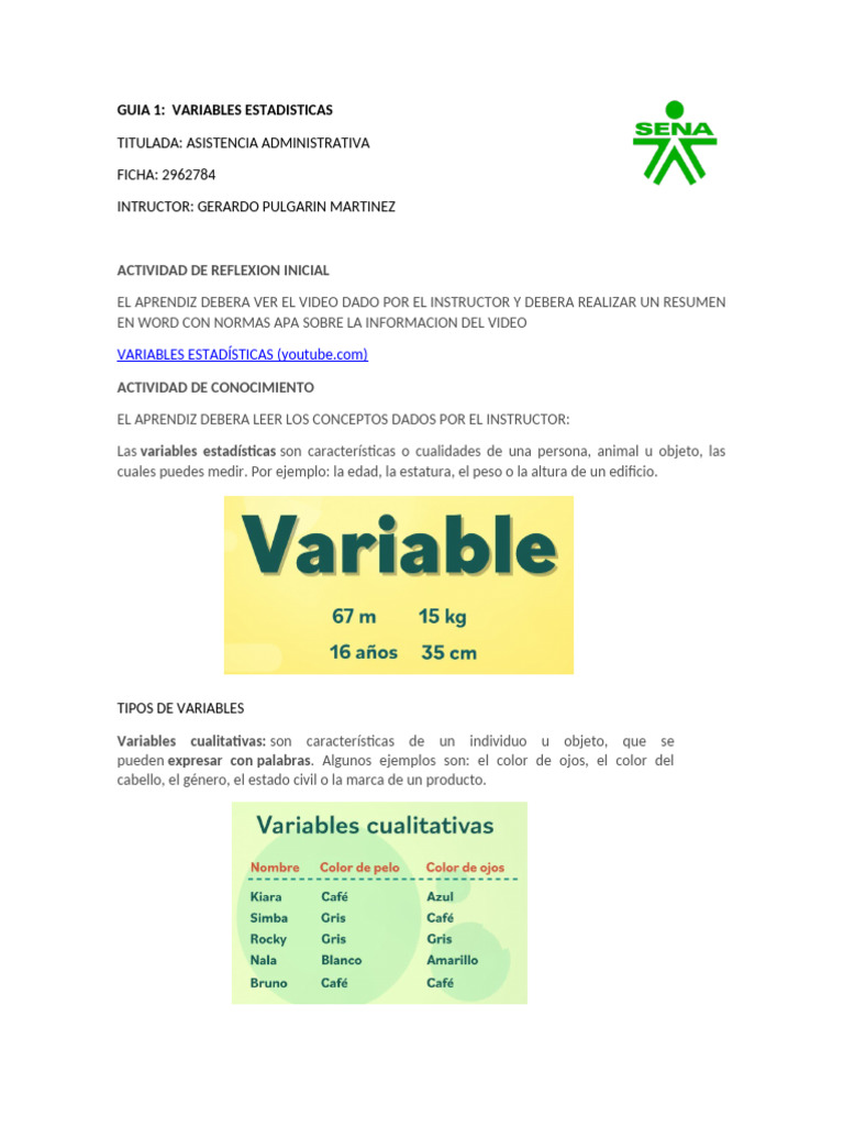 Variables Estadisticas | PDF