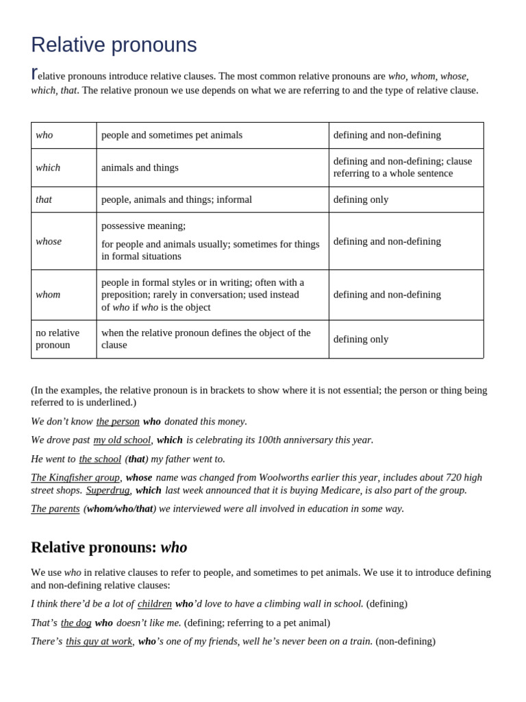 Relative Pronouns-Clauses | PDF