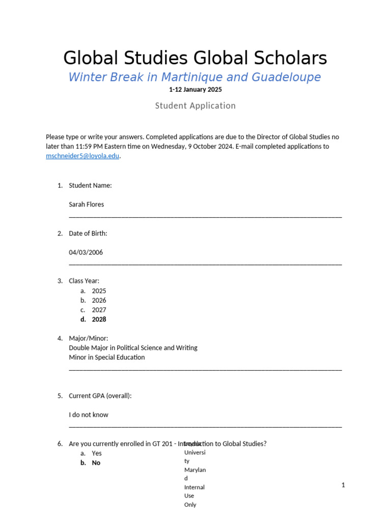 GSGS 2025 Guadeloupe and Martinique Application | PDF