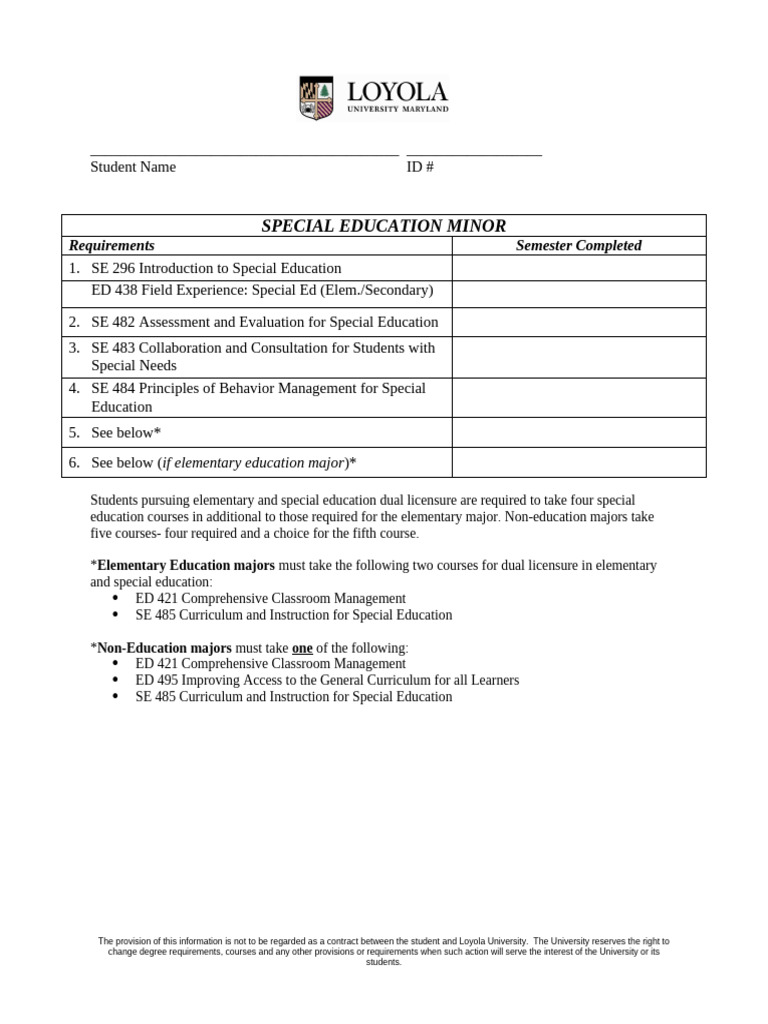 Minor in Special Education 2028 | PDF Minor in Special Education 2028 | PDF