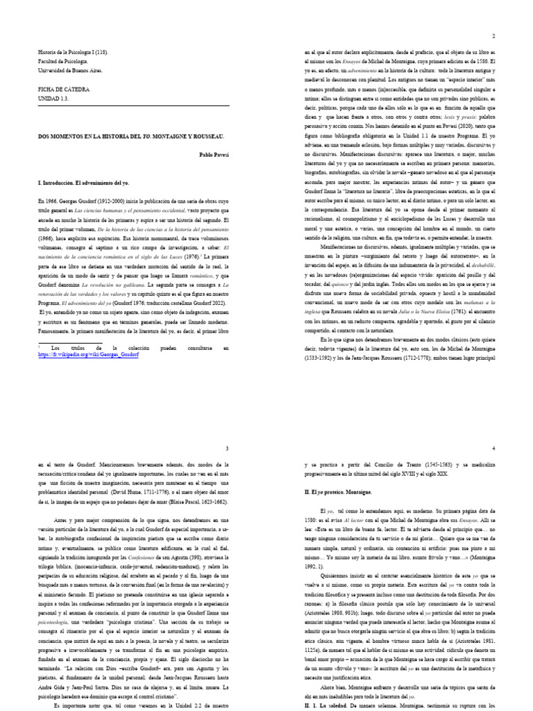 4 Pavessi El Yo en Montaigne y Rousseau | PDF | Confesiones (Agustín ...