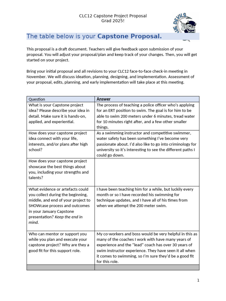 Capstone Proposal - Grad 2025 1 | PDF | Goal Setting | Cognition