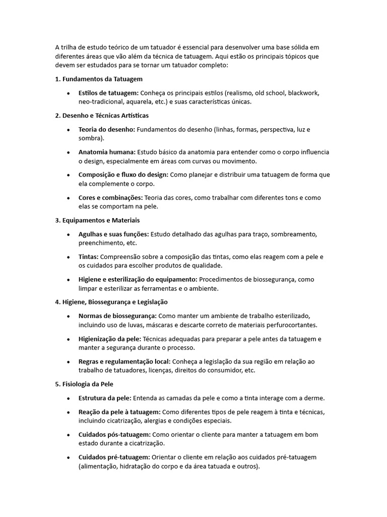 Passo A Passo Processo De Tatuagem Pdf