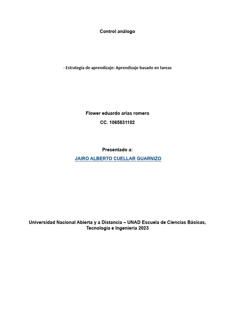 Lab de Control Analogo - PDF Tarea 5 FLOWER ARIAS | PDF | Technology & Engineering