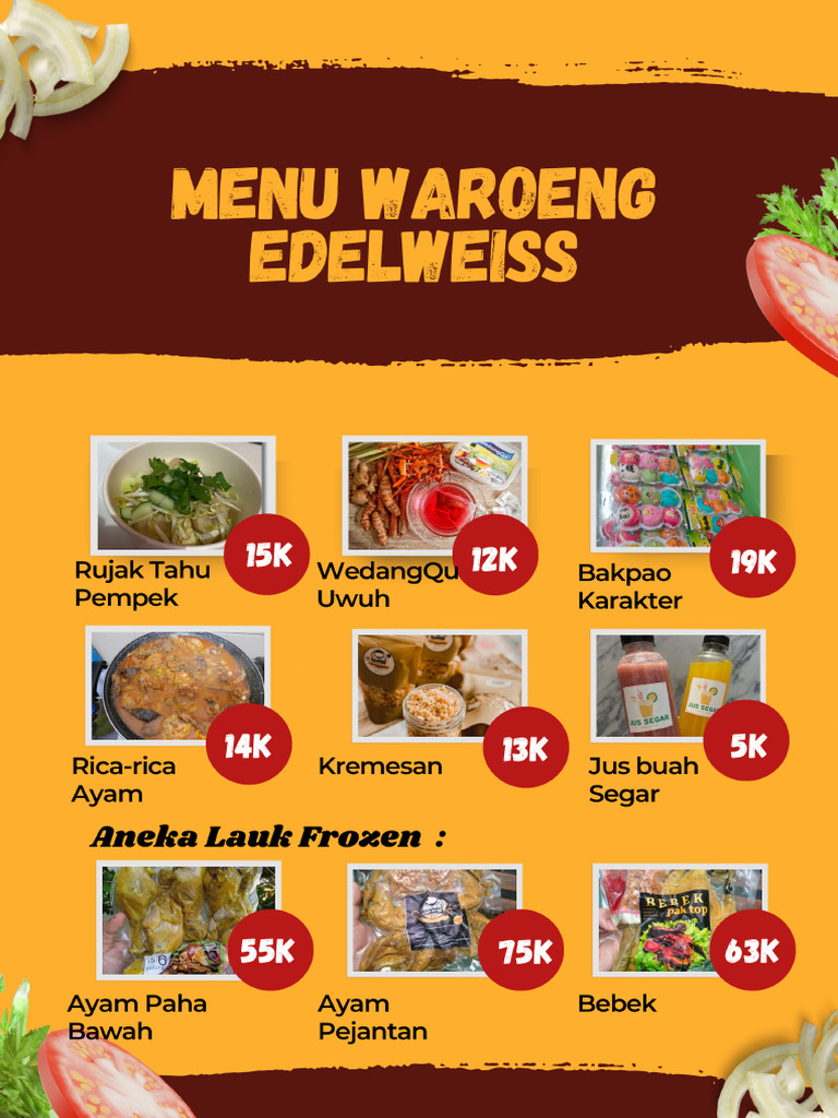 Menu Waroeng Edelweiss | PDF