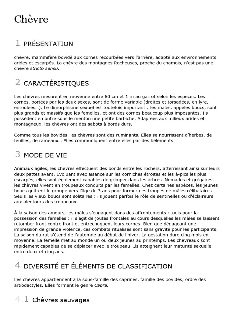 Chevre 1 | PDF | Caprids