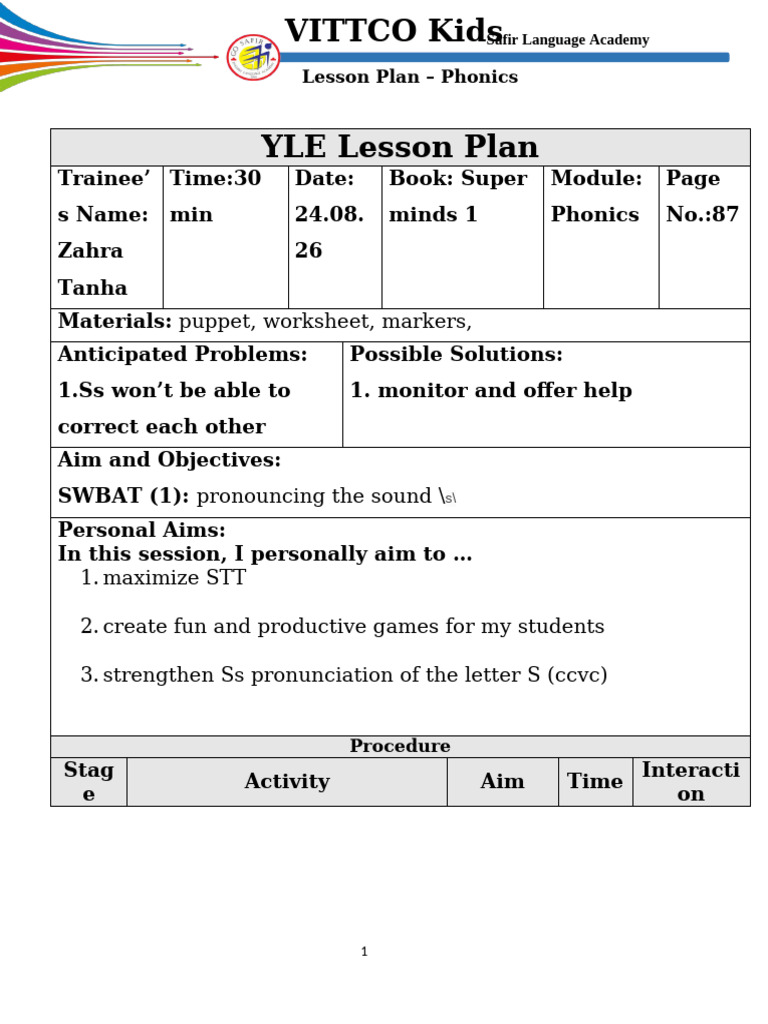 Lesson Plan For TP1 (Zahra Tanha) | PDF | Applied Linguistics | Linguistics