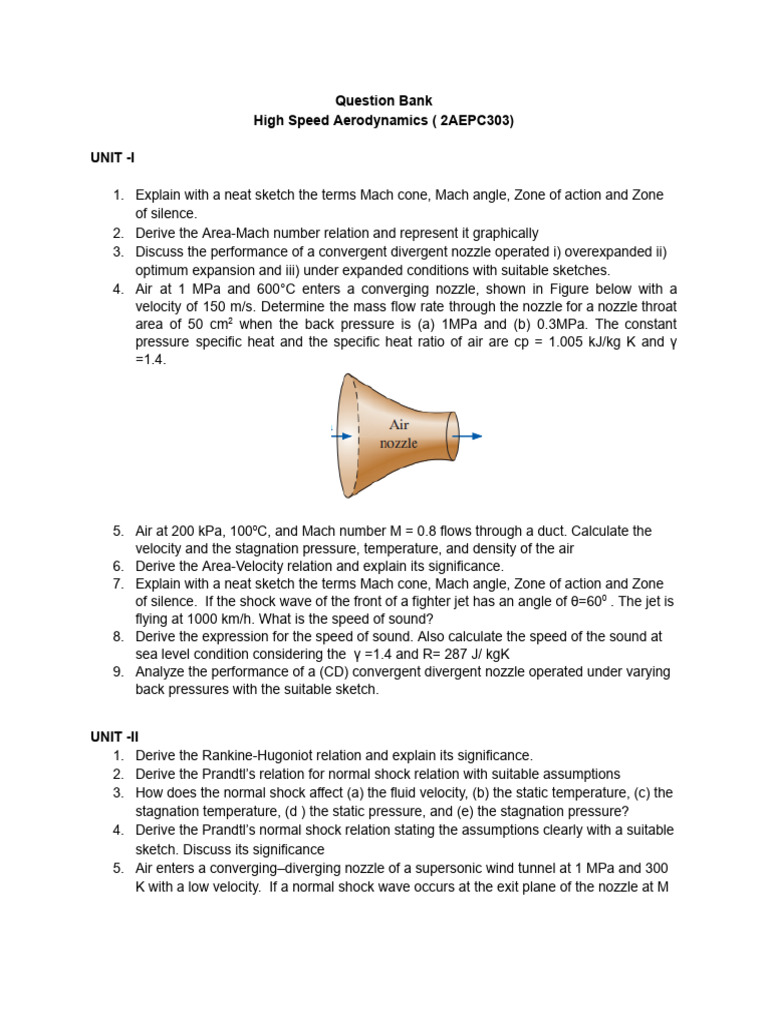 High Speed Aerodynamics Question Bank | PDF | Mach Number | Shock Wave