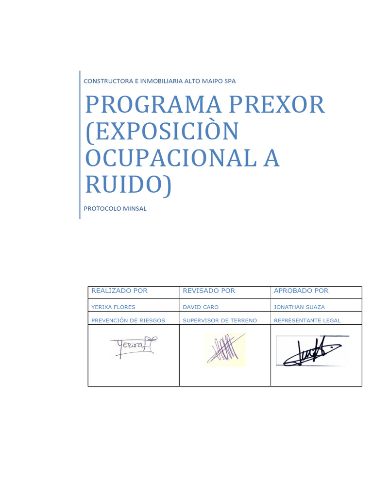 Programa Prexor (Exposiciòn Ocupacional A Ruido) | PDF