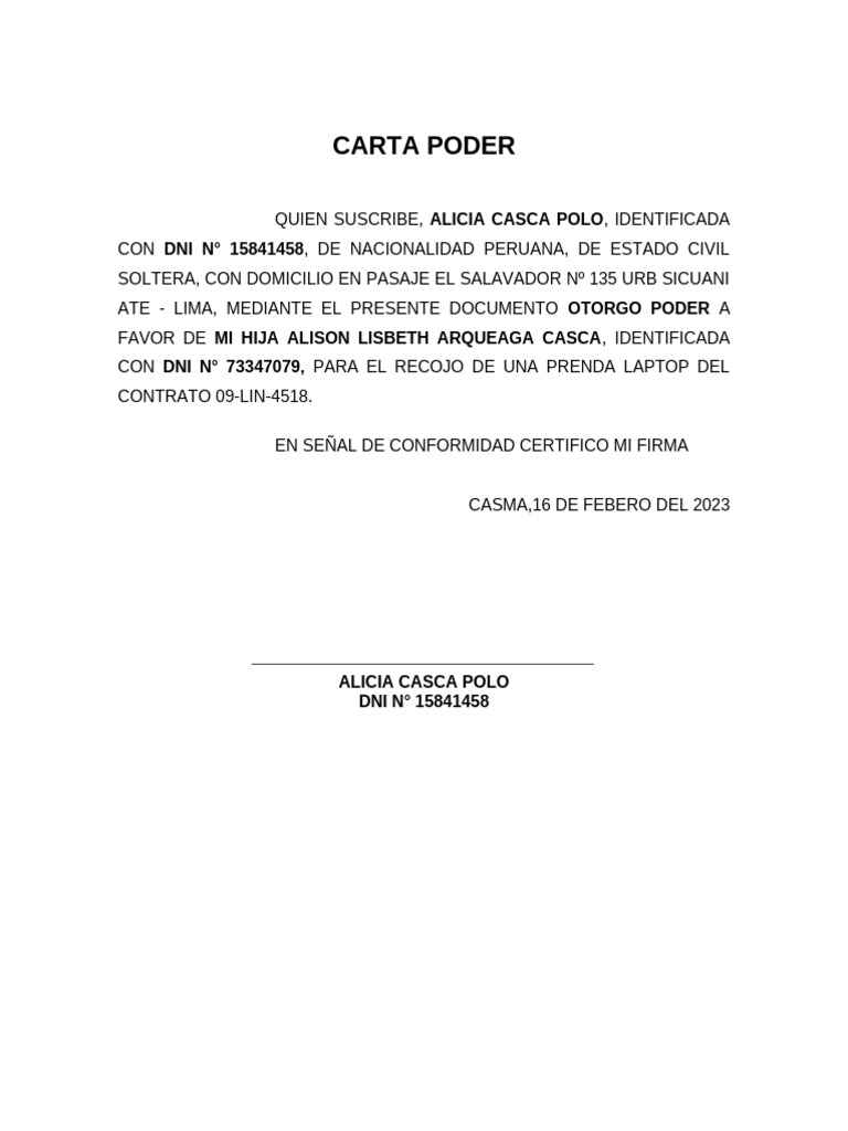 Carta Poder | PDF