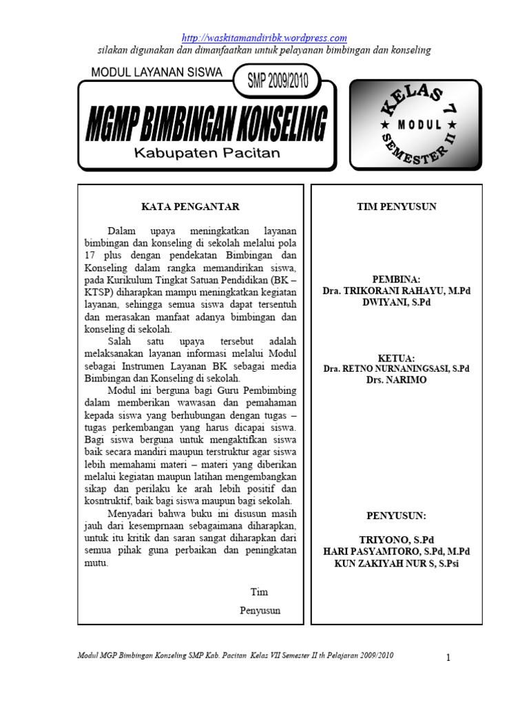 Modul BK Sem Genap 2009-2010 Kelas 7 | PDF