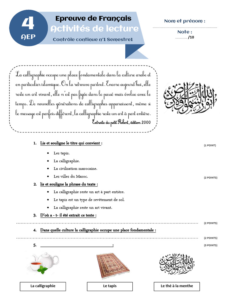 4eme Francais Activités de Lecture | PDF