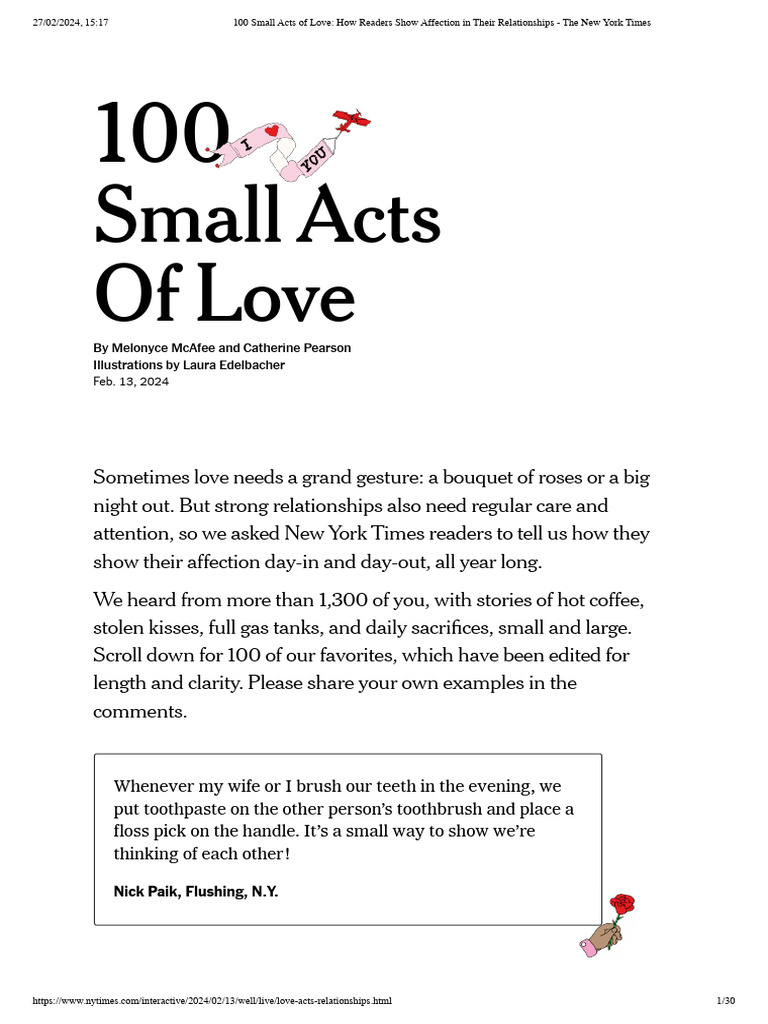 100 Small Acts of Love in Relationships | PDF