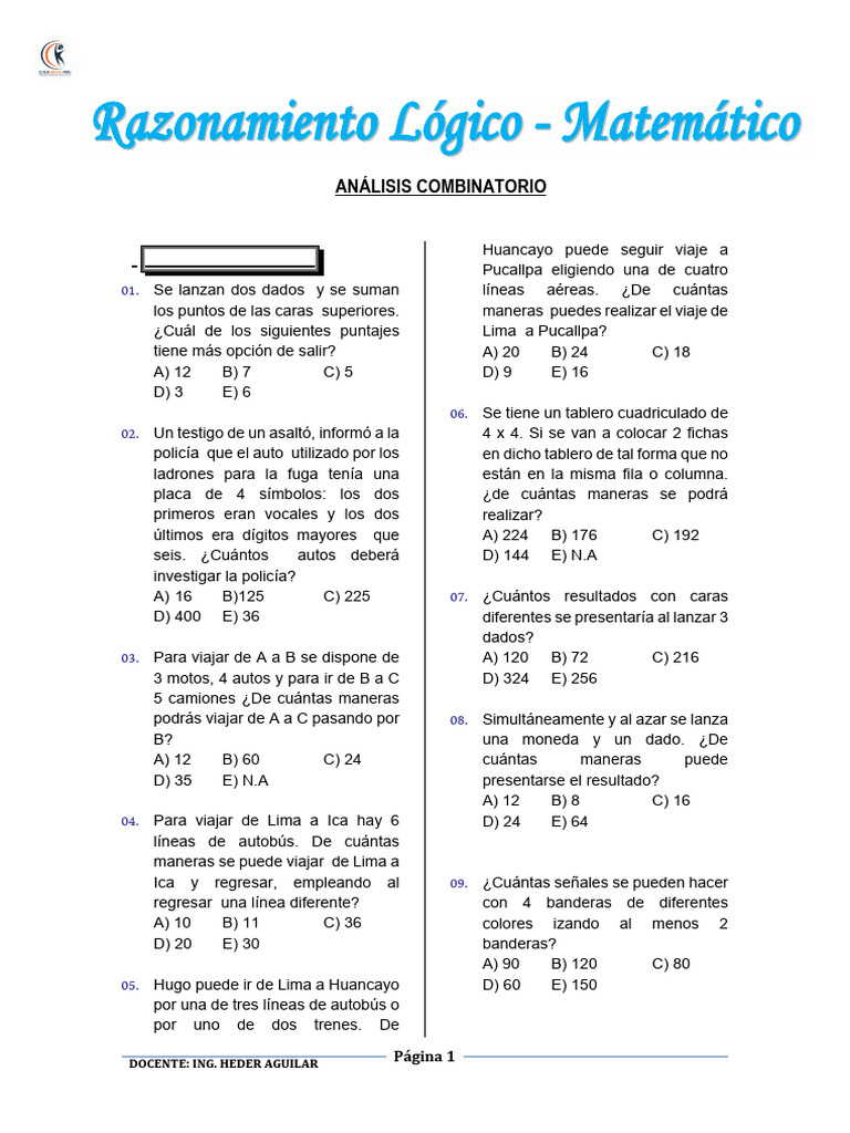 Análisis Combinatorio | PDF