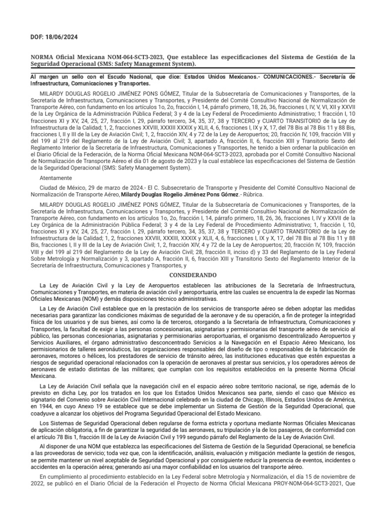 NOM-064-SCT3-2023: Gestión de Seguridad Aérea | PDF | La seguridad ...