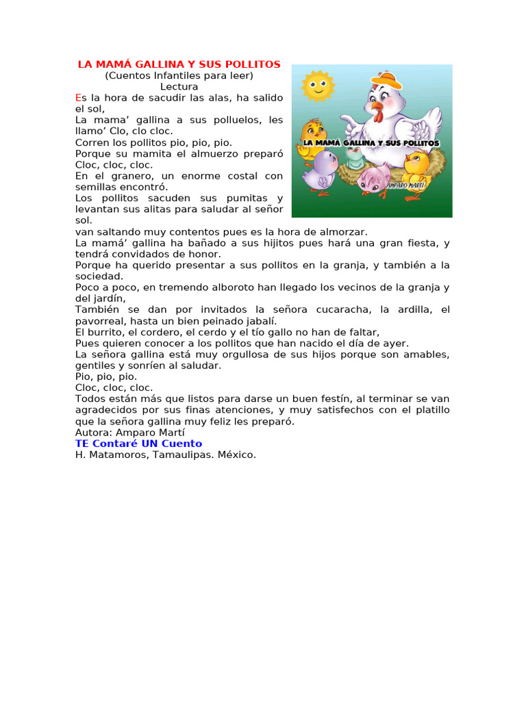 La Mamá Gallina y Sus Pollitos | PDF