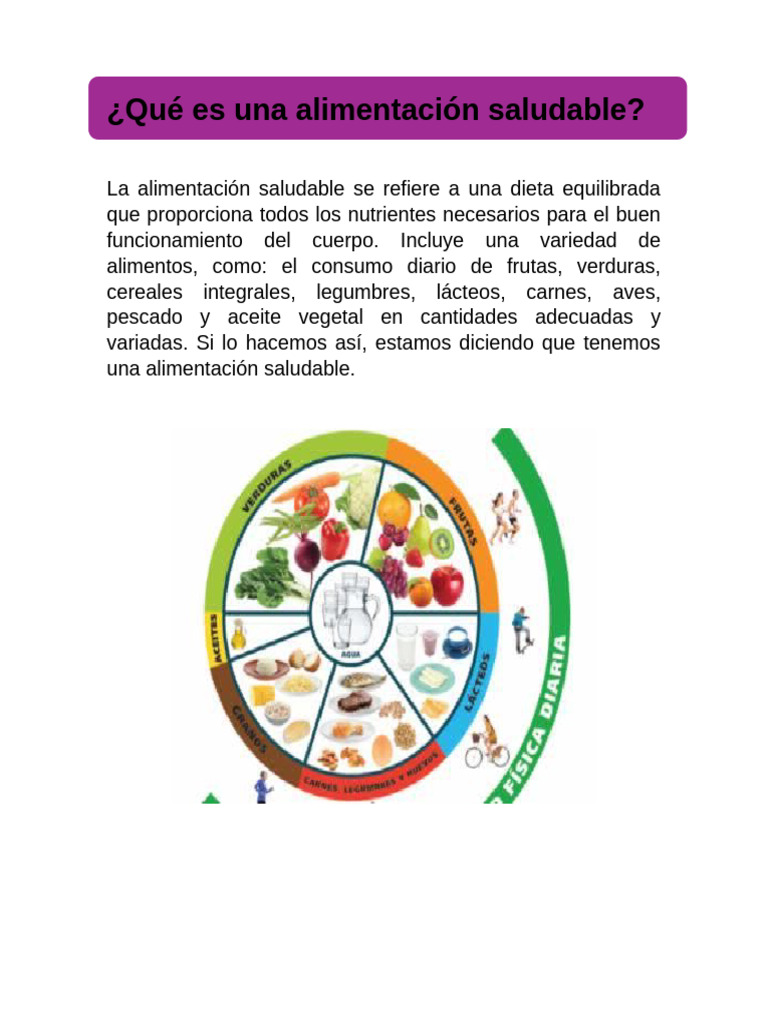 Qué Es Una Alimentación Saludable | PDF | Dieta saludable | Alimentos